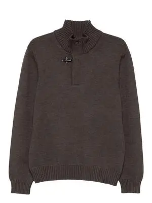 FAY High-neck Sweater With Hook - Brown