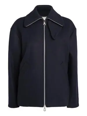LAURA PITHARAS Wool Bomber Jacket - Navy