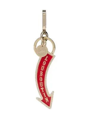 CHRISTIAN LOUBOUTIN Steel Circus Signpost Keyring - Red
