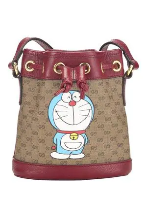Gucci Doraemon X Coated Canvas Bucket Bag Beige