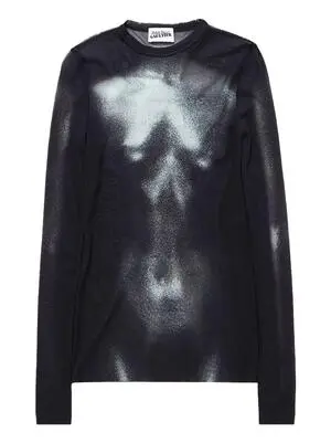 JEAN PAUL GAULTIER Mesh Dust Print Top - Black