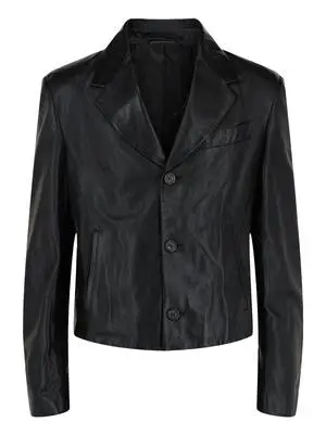 FERRAGAMO Leather Blazer - Black
