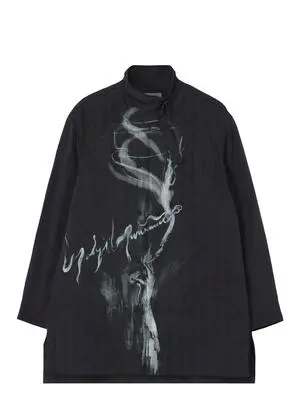 YOHJI YAMAMOTO POUR HOMME Tobacco Printed Padded Coat - Black