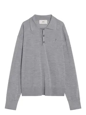 Ami Collared Polo Shirt Grey