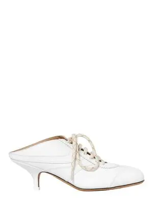 Dries Van Noten Mules With Kitten Heel And Lace-up Closure - White