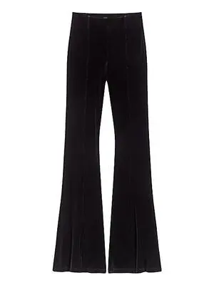 Maje Flared Stretch-velour Trousers - Black