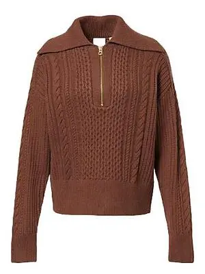 Varley Cable Knit Half-zip Jumper - Carob