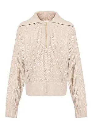 Varley Cable Knit Half-zip Jumper - Parchment