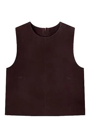 RO&ZO Sleeveless Cropped Suede Shell Top - Chocolate