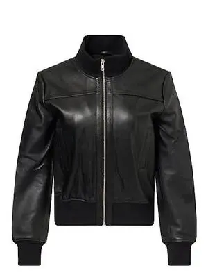 THE FRANKIE SHOP Tobias Leather Bomber Jacket - Black