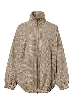 THE FRANKIE SHOP Oversized Houndstooth Woven Jacket - Beige