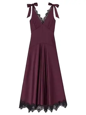 RO&ZO Bronte Lace-trim Woven Maxi Dress - Berry