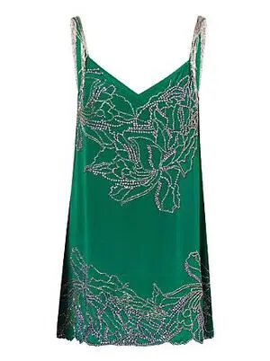 Dries Van Noten Embellished Silk Top - Green