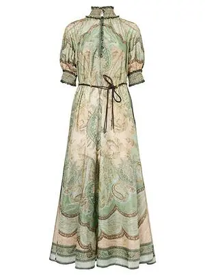 Zimmermann Silk Midi Dress - Tapestry Teal Multi