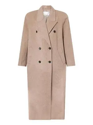 THE FRANKIE SHOP Gaia Double-breasted Wool-blend Coat - Taupe Melange