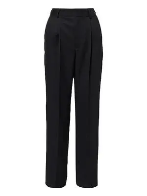 Victoria Beckham Straight-leg Woven Trousers With Satin Trim - Black