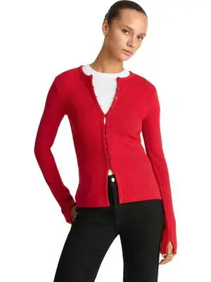 Madewell Pointelle Cutaway Cardigan - Crimson