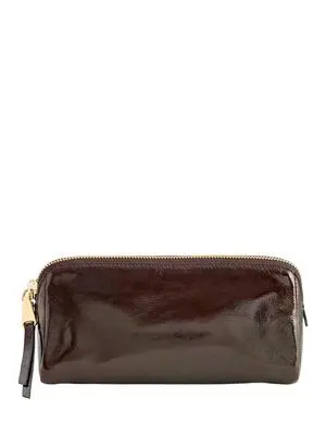 Madewell Patent Leather Makeup Pouch Espresso Bean