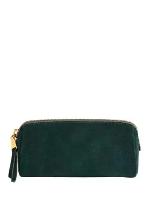 Madewell Suede Makeup Pouch - Midnight Forest