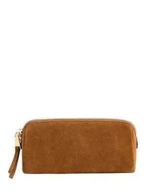 Madewell Suede Makeup Pouch - Warm Chestnut