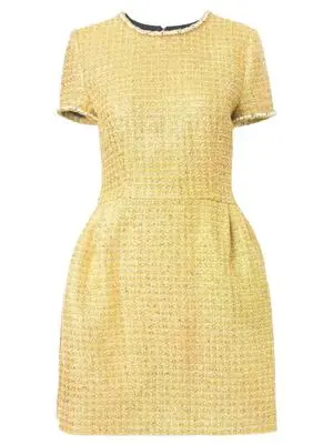 Carolina Herrera Embellished Tweed Mini Dress - Yellow