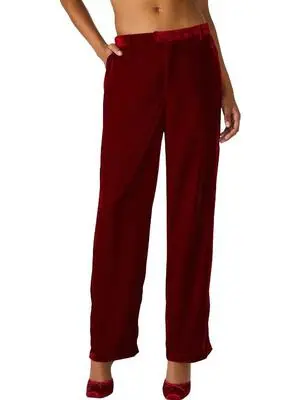 Steve Madden Tonia Velvet Straight-leg Pants - Red Velvet