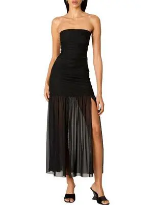 NIA Mesh Maxi Dress - Black