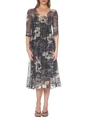 Komarov Lace Overlay Cocktail Dress - Ebony Spray