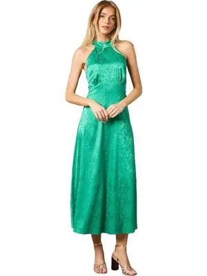OASIS Halterneck Midi Dress - Green