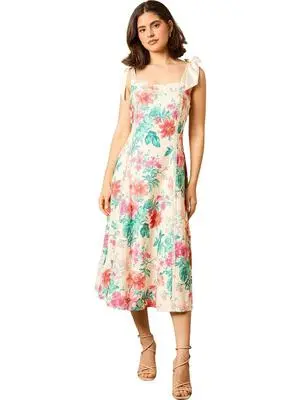 OASIS Oasis Floral Print Bow Strap Midi Dress Multi