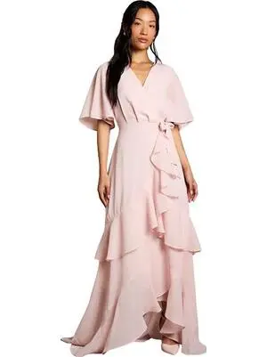 Coast Angel Sleeve Bridesmaid Maxi Dress - Blush
