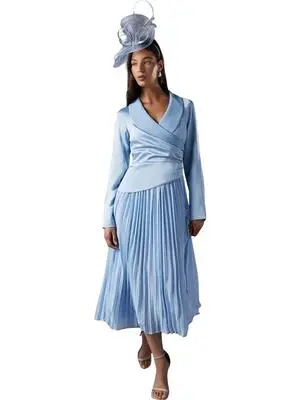 Coast Tailored Pleat Skirt Midi Dress - Blue