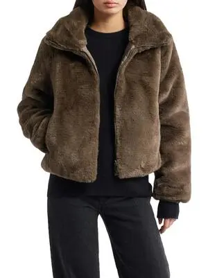 SAVE THE DUCK Jeon Reversible Faux Fur Jacket - Mud