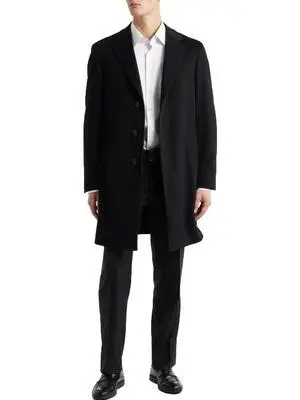 Canali Trim Fit Wool & Cashmere Coat - Black