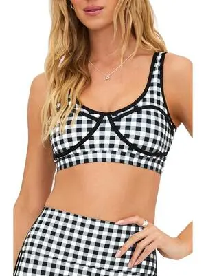 Beach Riot Olympia Cutout Sports Bra - Slate Gingham