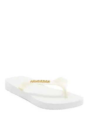 Havaianas Metallic Logo Flip Flop - White