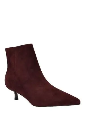 Nine West Turrel Pointed Toe Kitten Heel Booties Dark Red
