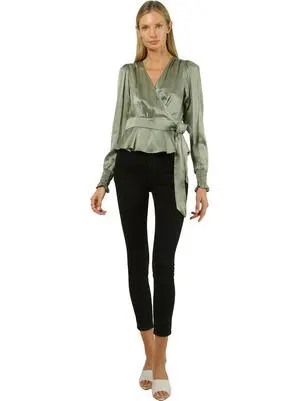 SECRET PON-PON Hailey Wrap Top - Laurel Green