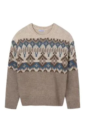 MAYORAL Fair Isle Long-sleeve Sweater - Beige