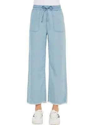 KANCAN High-rise Cropped Wide-leg Jeans - Light Wash
