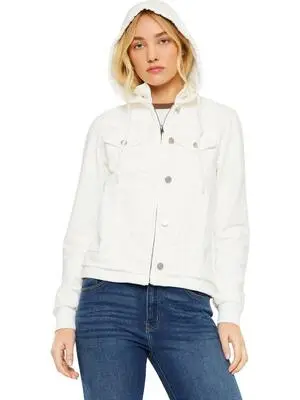 KANCAN Denim Hoodie Jacket - White