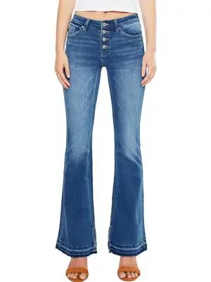KANCAN Mid-rise Flare Jeans - Medium Wash