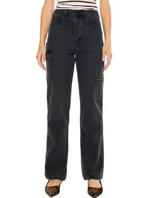 KANCAN Ultra High Rise Straight Leg Jeans - Dark Gray