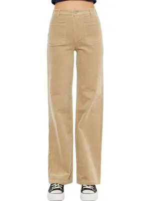 KANCAN Saturn Ultra High Rise Wide Leg Corduroy Pants - Beige