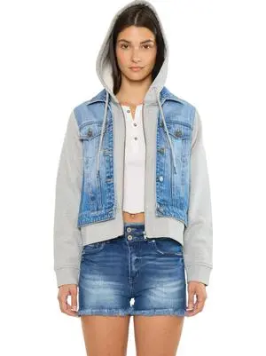 KANCAN Kenzie Denim Hoodie Jacket - Medium Wash
