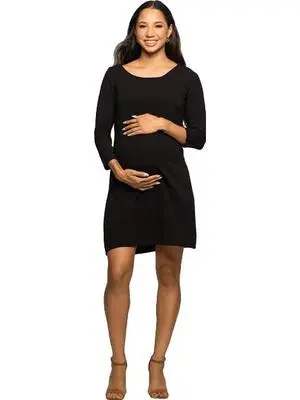24SEVEN COMFORT APPAREL A-line Knee Length Maternity Dress - Black