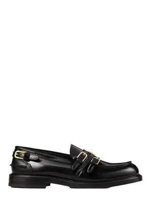 Sandro Leather Loafers With Buckles - Black