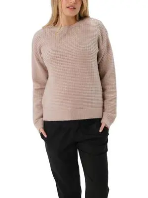 MARION Maternity & Nursing Sweater With Button Detail And Thumbhole Feature - Taupe