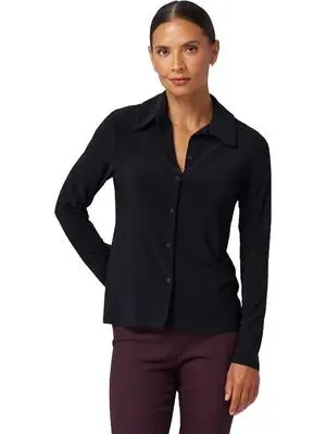 FRANNE GOLDE Luxe Stretch Jersey Button-up Shirt - Black