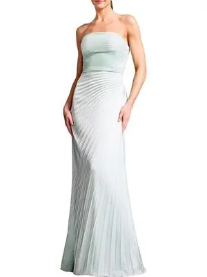 Dress The Population Kinley Accordion Pleat Strapless Gown - Mint